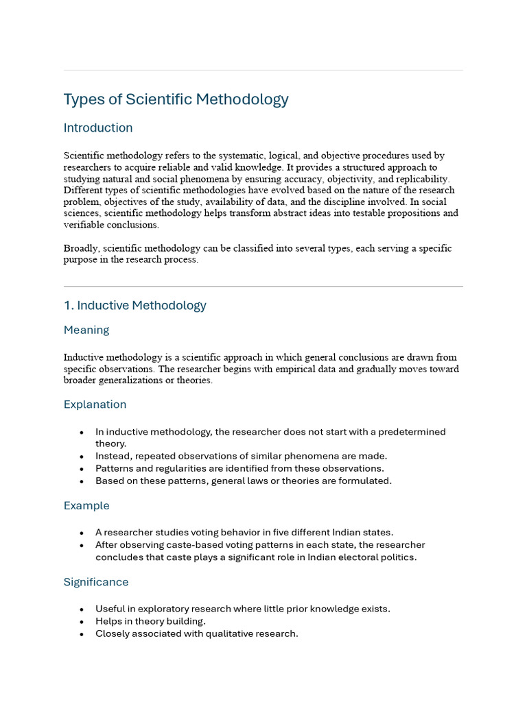 Types of Scientific Methodologies Explained | PDF | Scientific Method ...