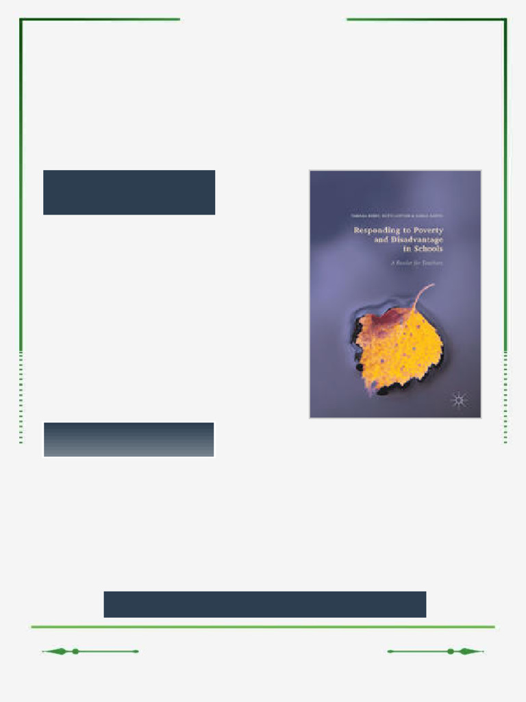 Responding to Poverty and Disadvantage in Schools A Reader for Teachers ...