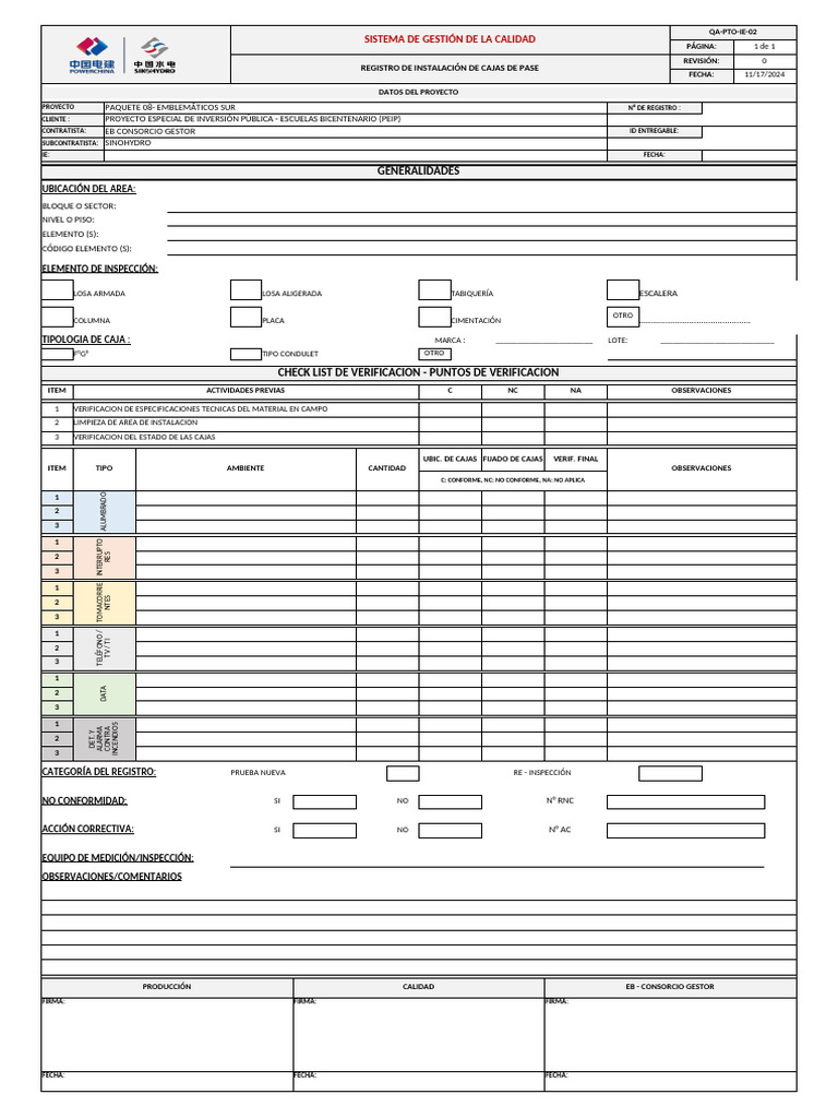 Qa-pto-ie-02 Instalación de Cajas de Pase | PDF | Informática