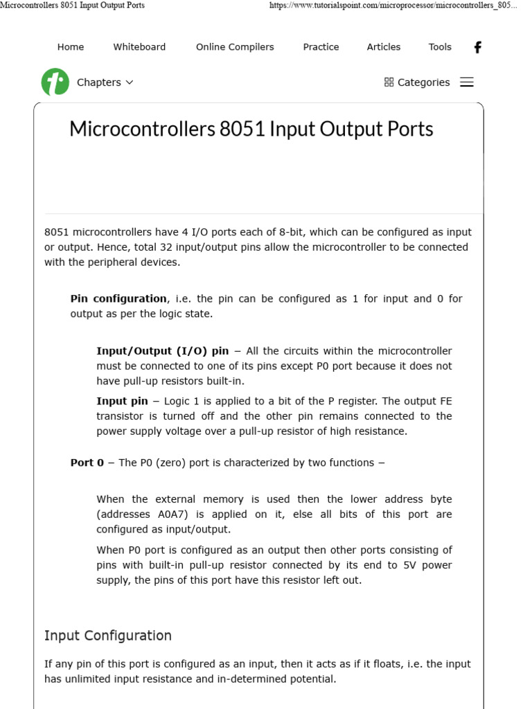 8051 Microcontroller I/O Ports Guide | PDF | Computer Engineering ...