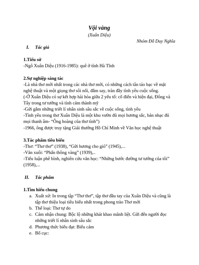 B24_ Vội Vàng (Xuân Diệu) | PDF