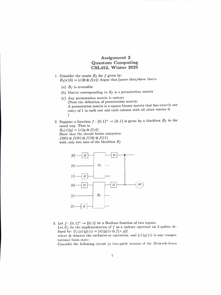 Quantum Computing: Unitary Operators & Circuits | PDF