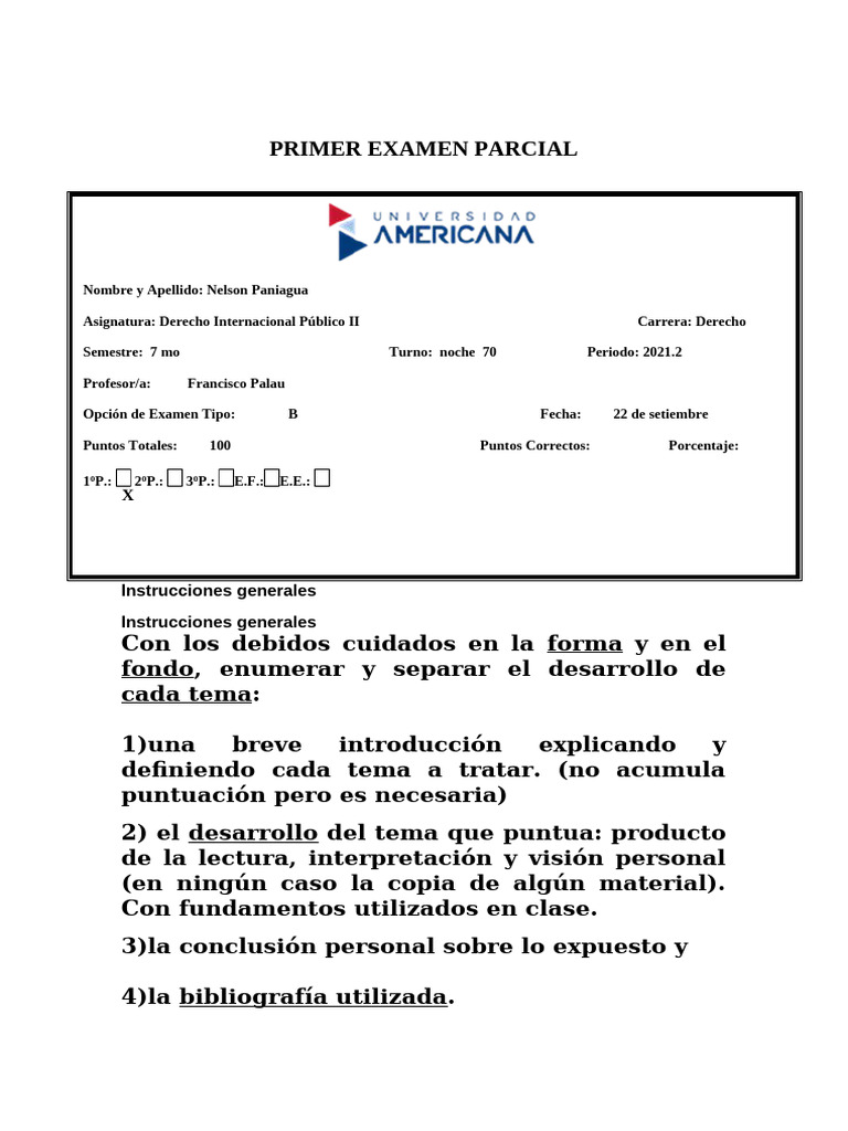 PRIMER PARCIAL Derecho Internacional Publico II.njpc. (1) | PDF ...
