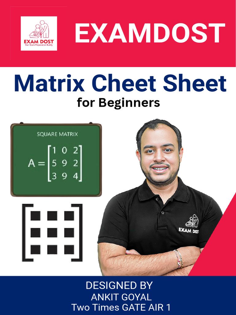 Matrix Cheat Sheet | PDF | Matrix (Mathematics) | Eigenvalues And Eigenvectors