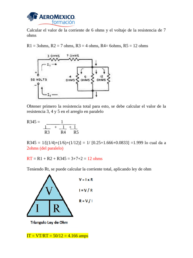 Ejercicios Ley de Ohm Con Respuesta Al Ejercicio 2 | PDF