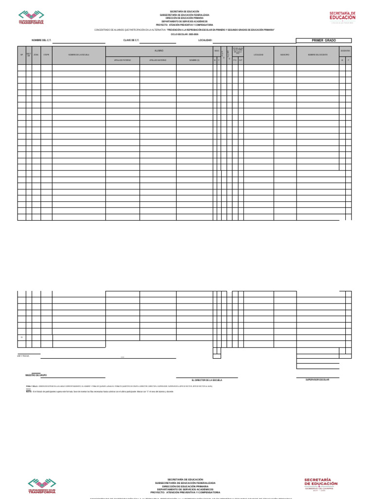 Formato PREVENCIÓN APC 25-26 a la Reprobación 22 | PDF