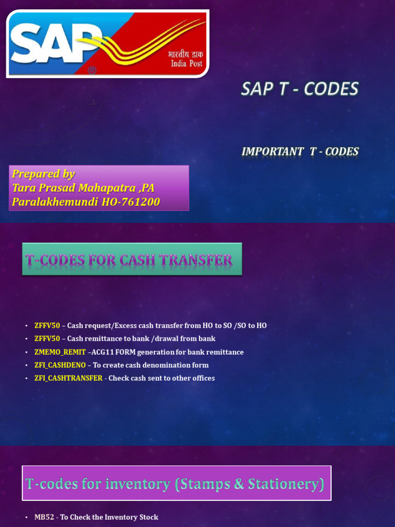 SAP T Codes | PDF | Cheque | Business