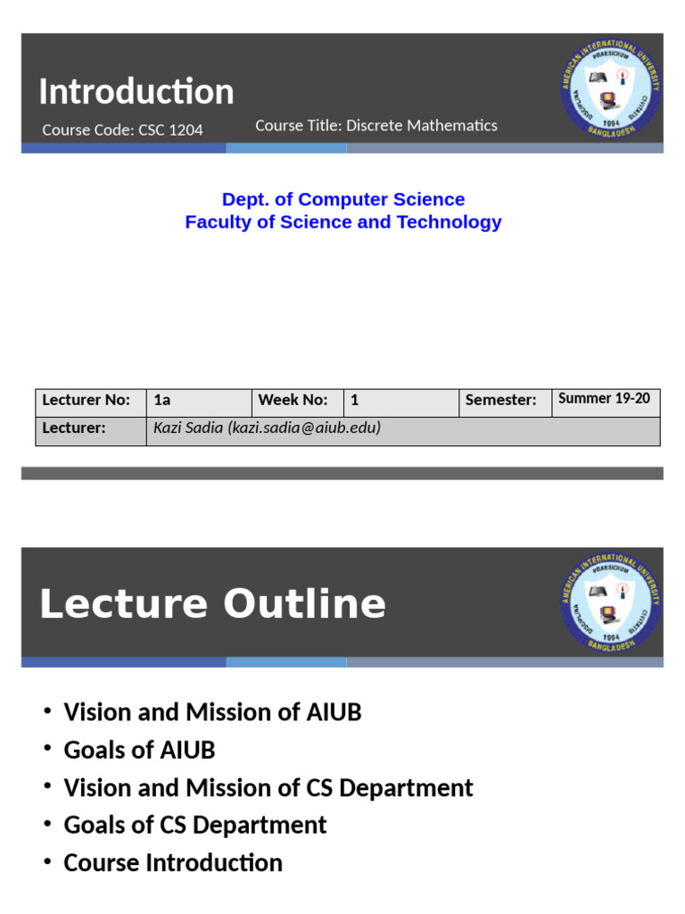 Discrete Mathematics Course Overview | PDF | Discrete Mathematics ...