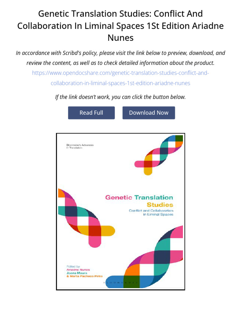 Genetic Translation Studies: Conflict and Collaboration in Liminal ...