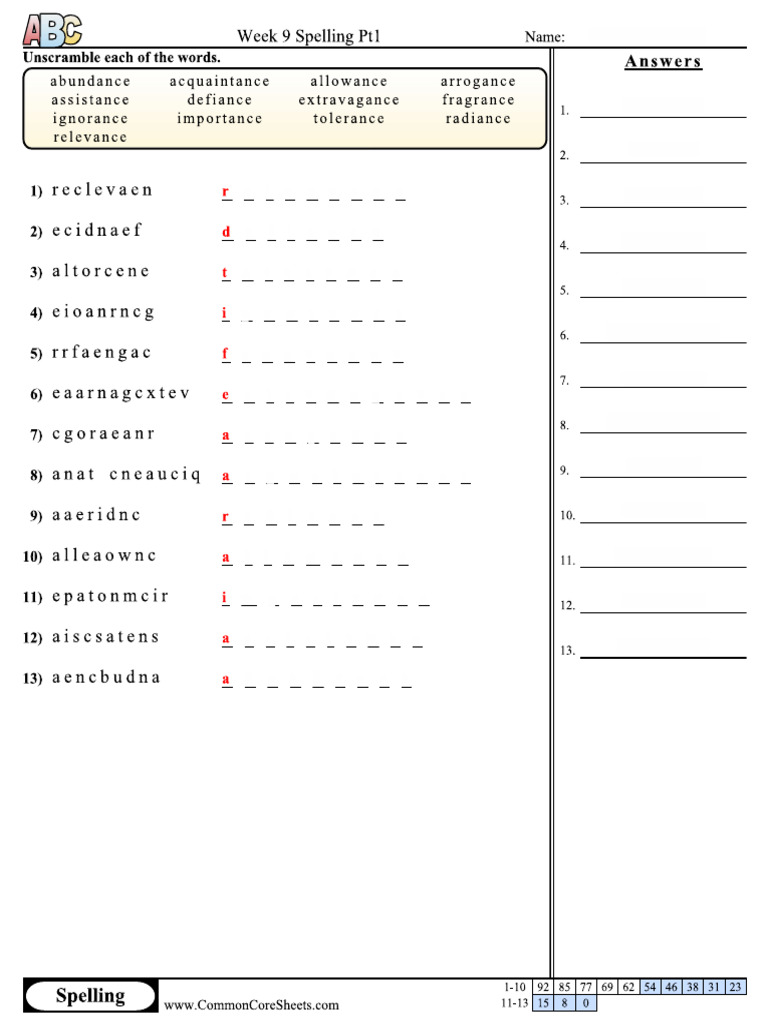 Week 9 Spelling Pt1 | PDF