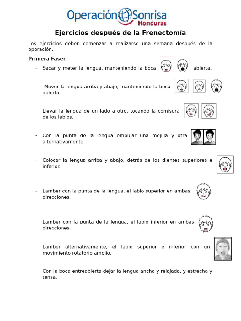 Ejercicios Postoperatorios de Frenectomía | PDF