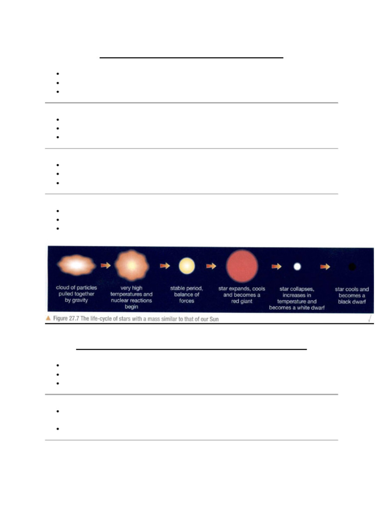 Star Life Cycle: Sun-like and Massive Stars | PDF