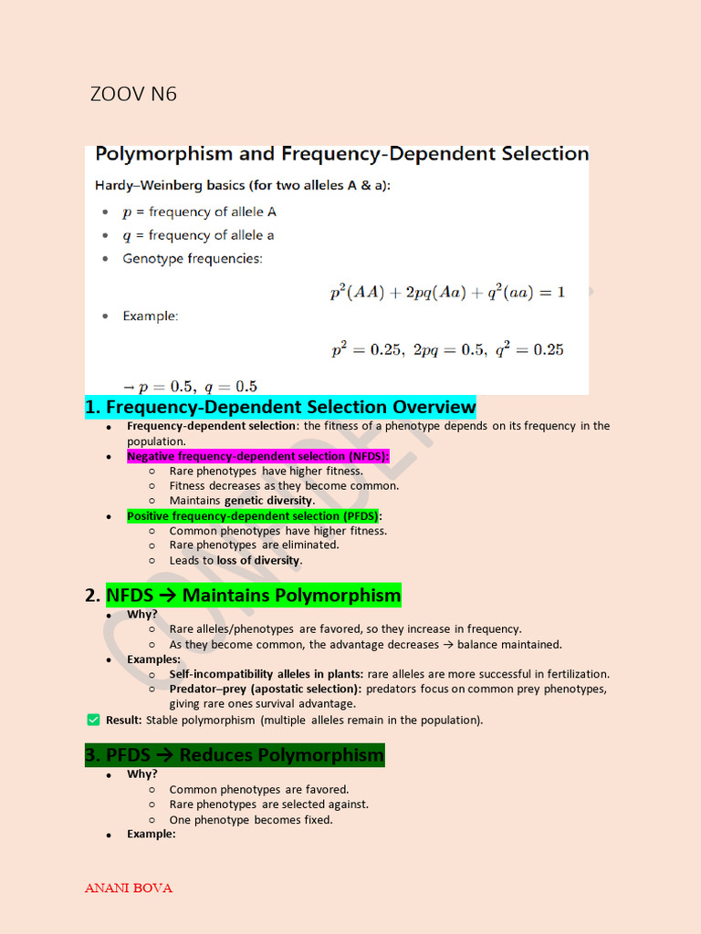 Frequency-Dependent Selection Explained | PDF
