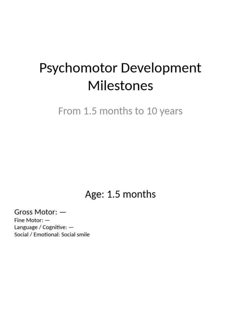 Psychomotor Development Milestones v2 | PDF