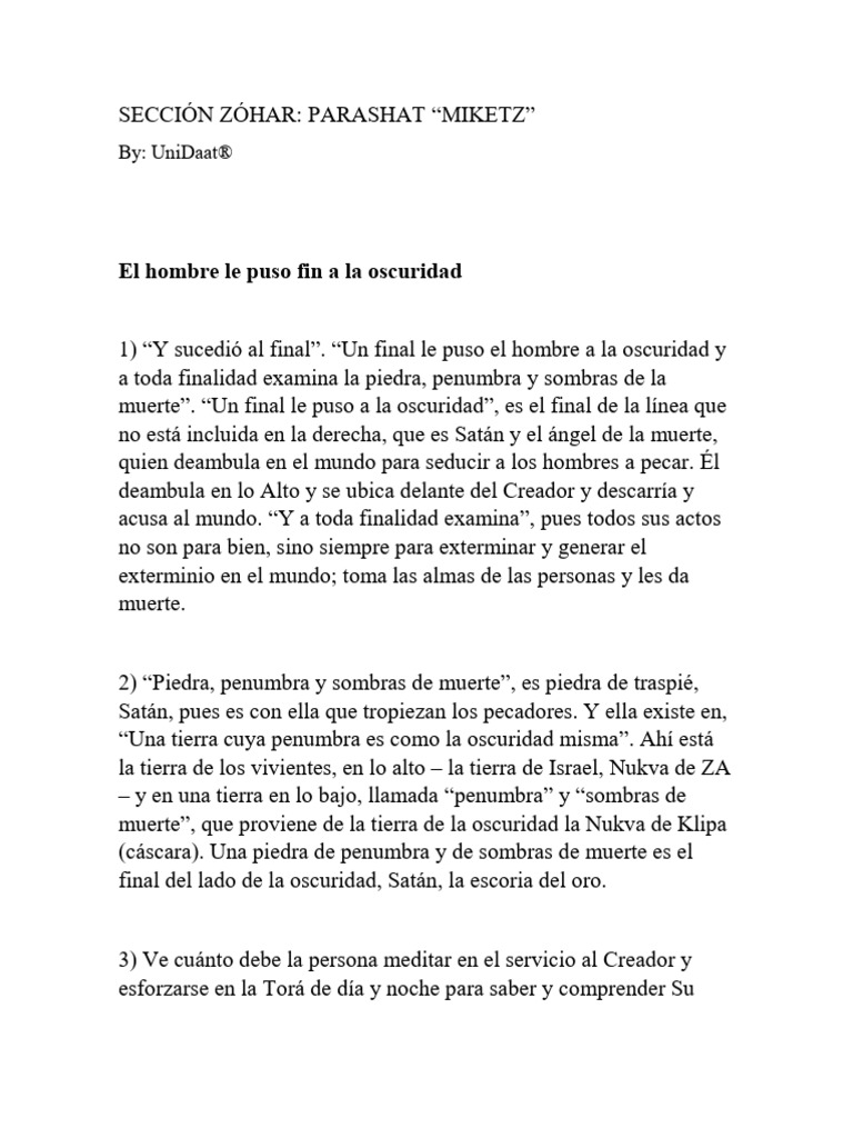 Sección Zóhar Parashat Miketz Pdfpdf | PDF | Jacob | Alma