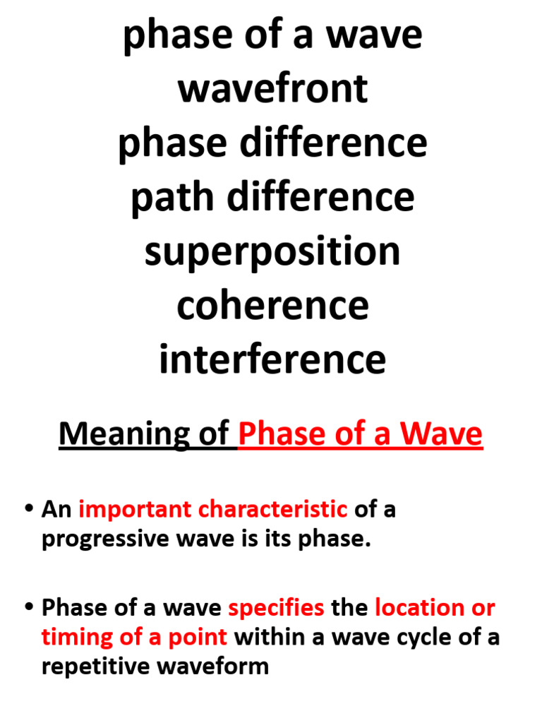 1. Phase & Path Difference Explained.pptx | PDF | Waves | Phase (Waves)