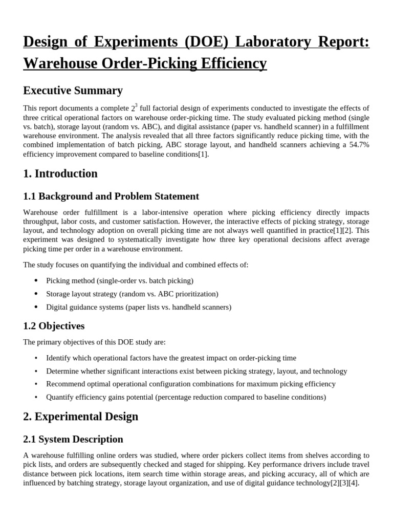 Warehouse DOE Lab Report | PDF | Analysis Of Variance | Confounding