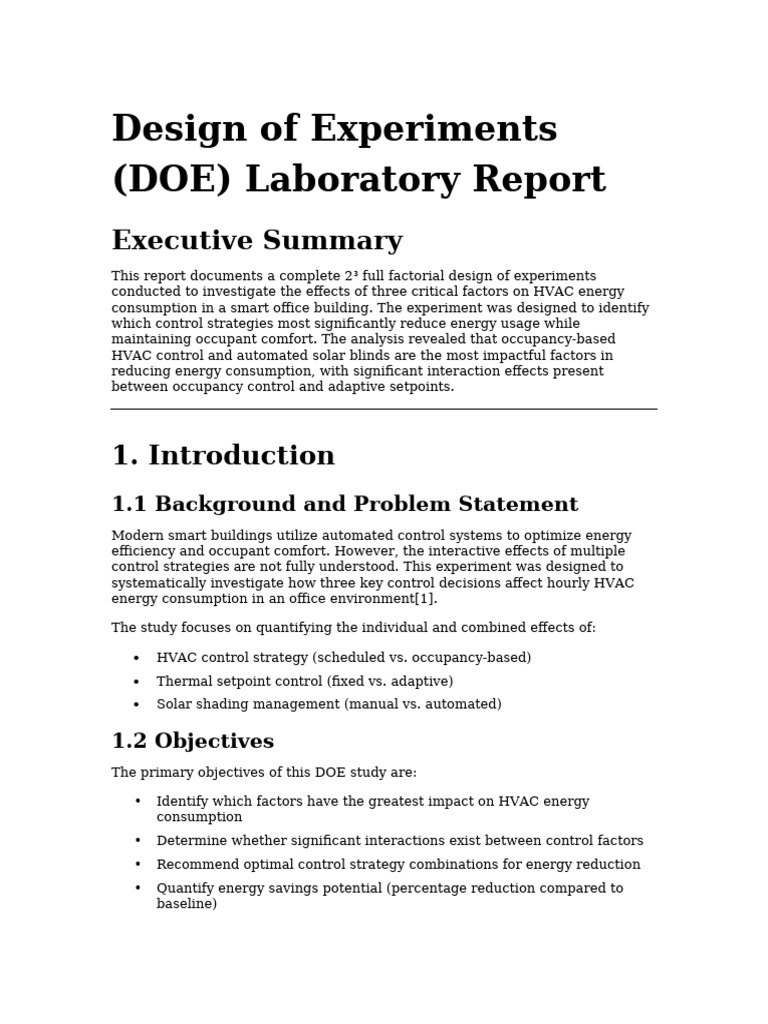 DOE Lab Report Smart HVAC | PDF | Analysis Of Variance | Energy ...