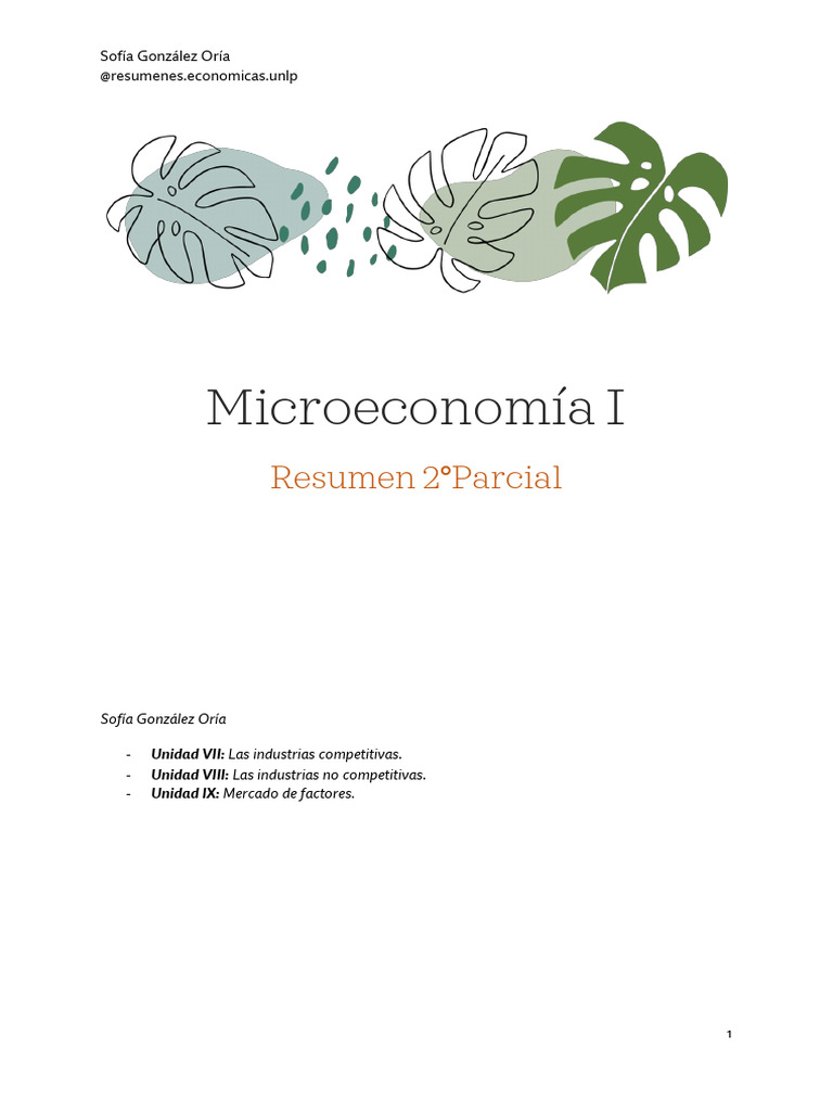 Microeconomía I - Resumen - 2° Parcial | PDF | Mercado (economía ...