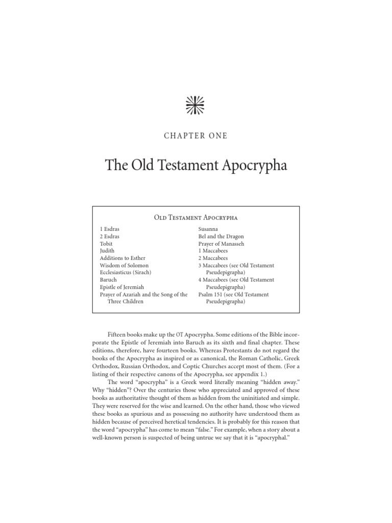 The Old Testament Apocrypha Summaries | PDF | Old Testament Books ...