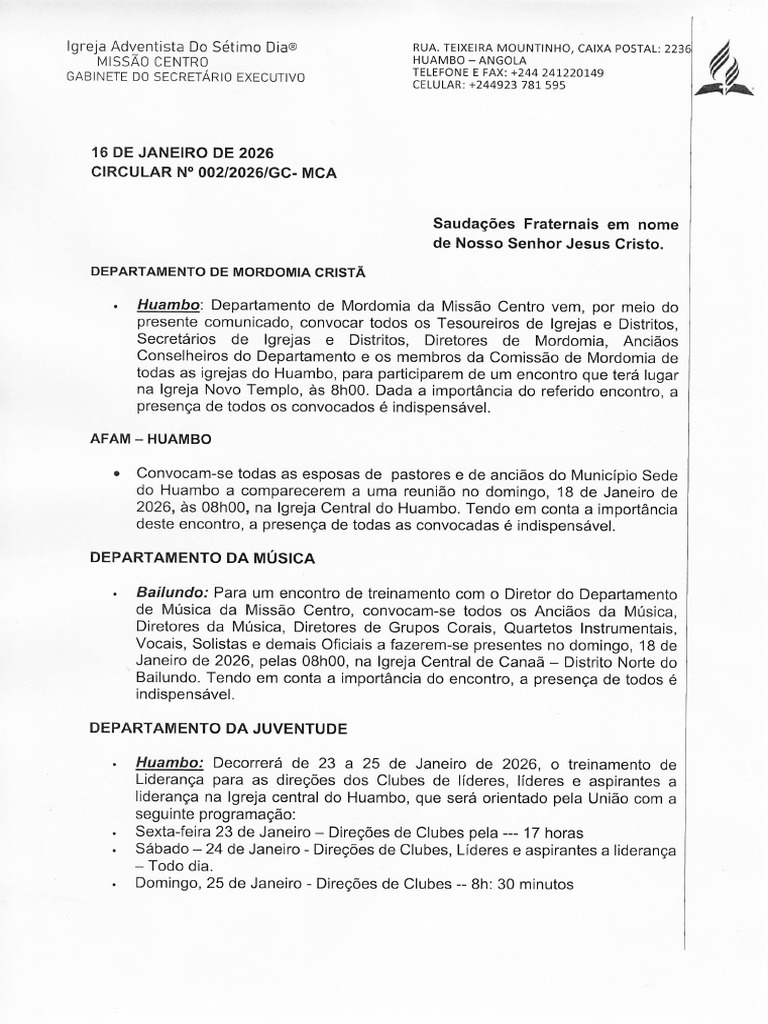 CIRCULAR N° 002-2026-MCA | PDF
