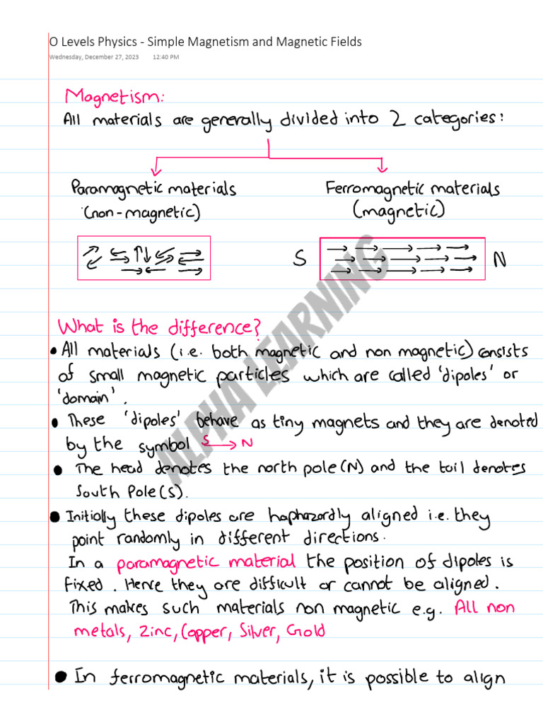 O Levels Physics: Magnetism Basics | PDF