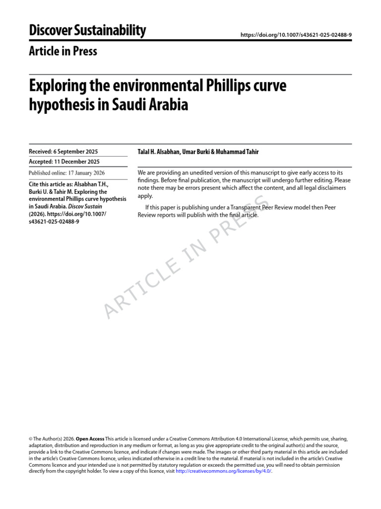 Environmental Phillips Curve in Saudi Arabia | PDF | Environmental ...