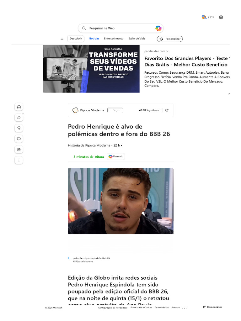 Pedro Henrique é alvo de polêmicas dentro e fora do BBB 26 | PDF