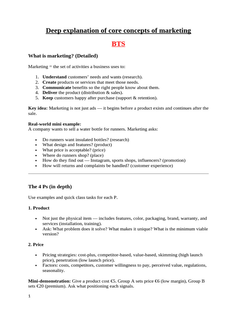 Core Marketing Concepts Explained | PDF | Marketing | Brand