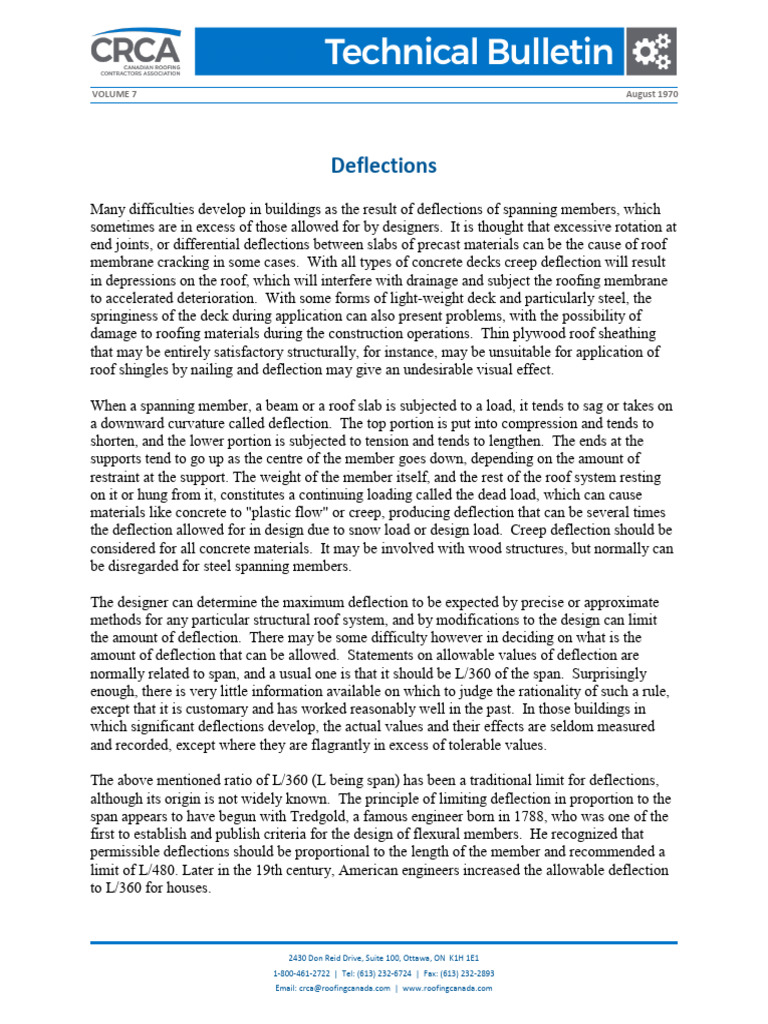 Volume 07 Deflections | PDF | Structural Load | Roof