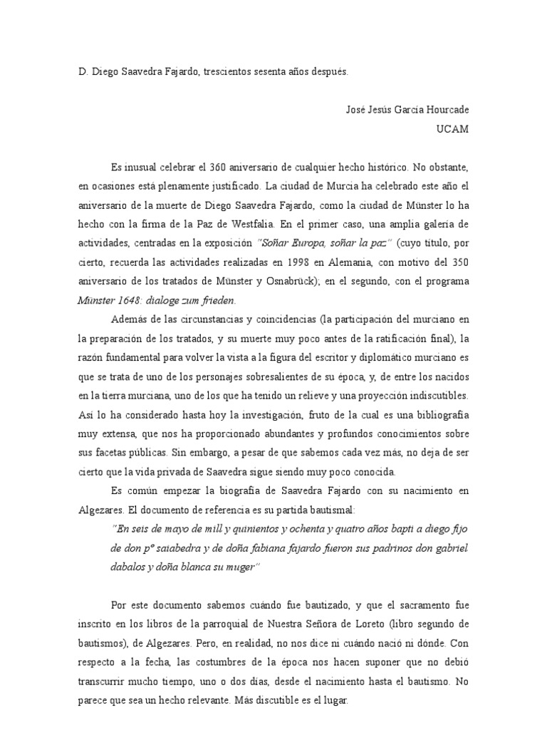Diego Saavedra Fajardo: 360 Años de Legado | PDF | Papa | Religión y ...