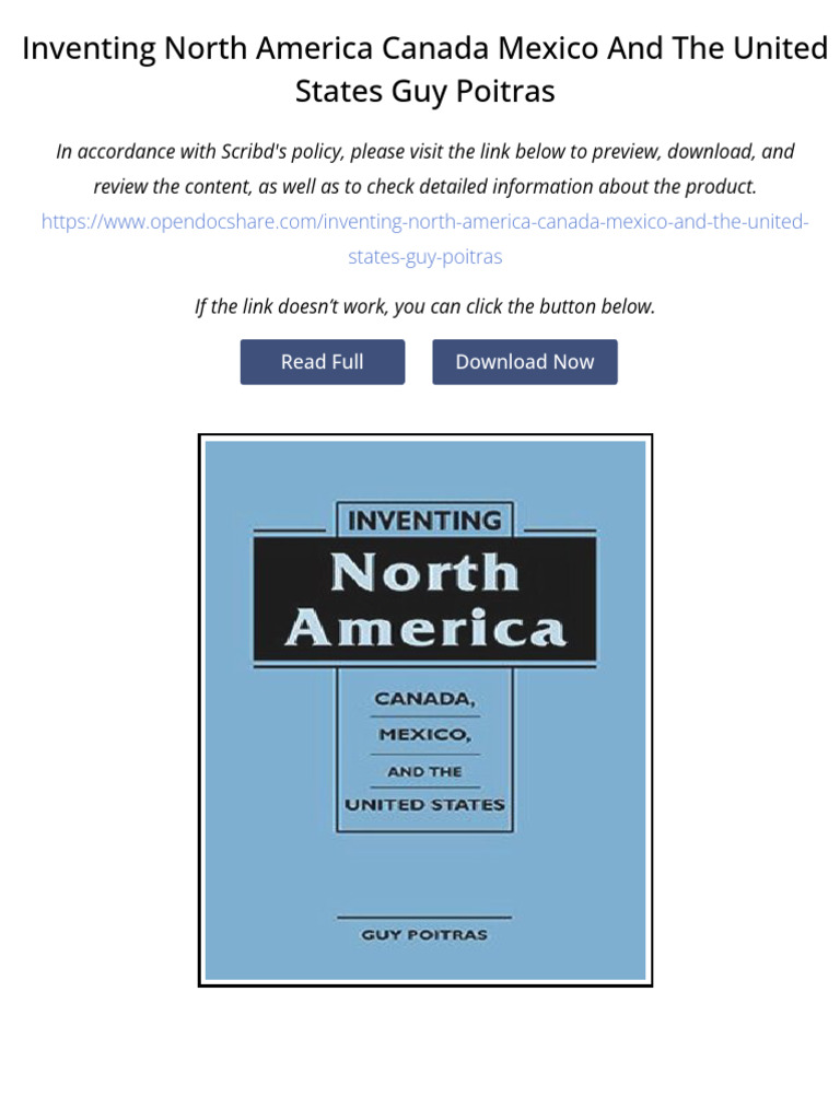 Inventing North America Canada Mexico And The United States Guy Poitras ...