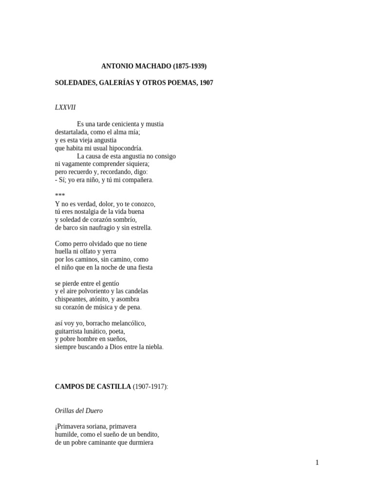 Selección Poemas Antonio Machado y J.R. Jiménez | PDF