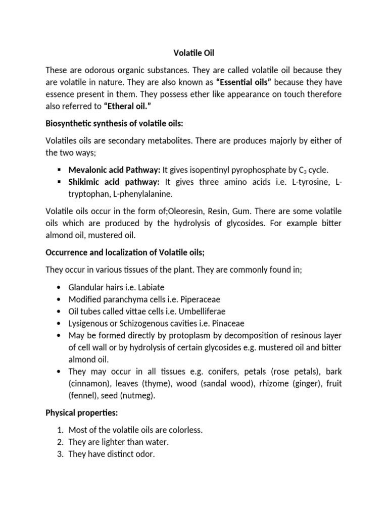 Understanding Volatile Oils and Their Uses | PDF | Supercritical Fluid ...