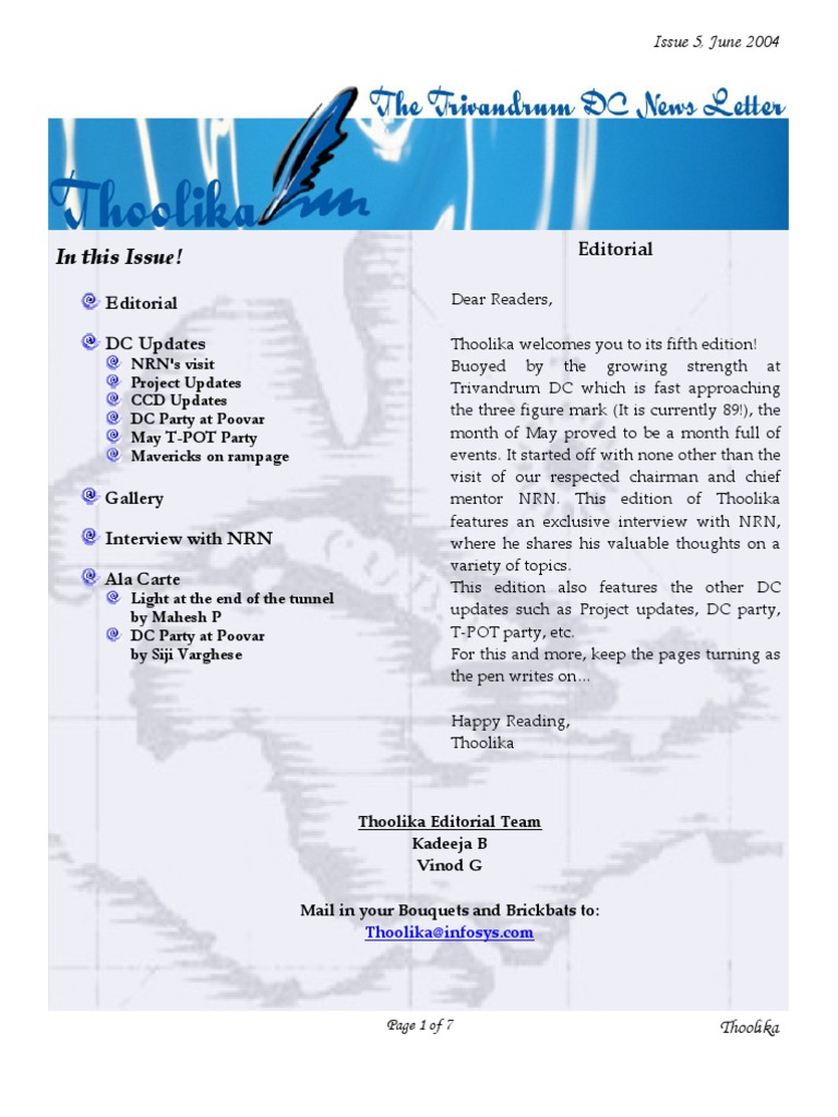 Thoolika Jun 2004 | PDF | Soul | Business