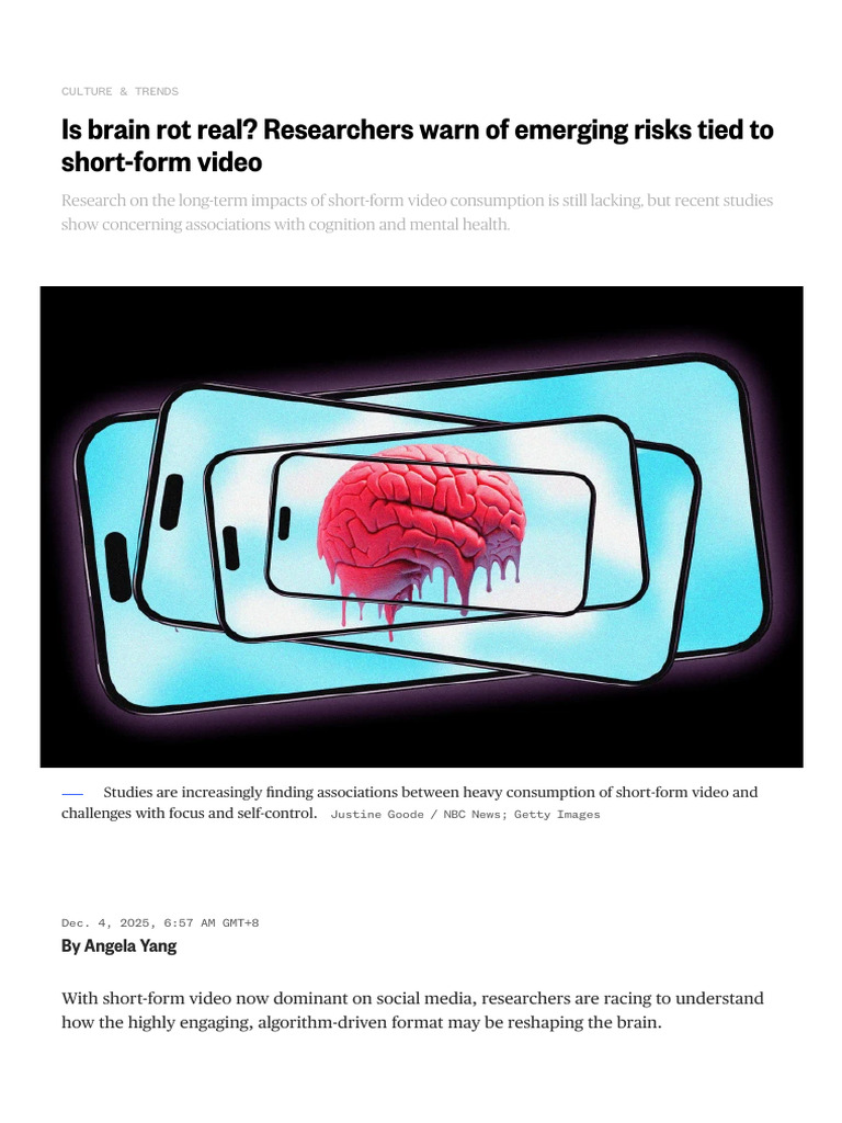 Is Brain Rot Real - Researchers Warn of Emerging Risks Tied To Short ...