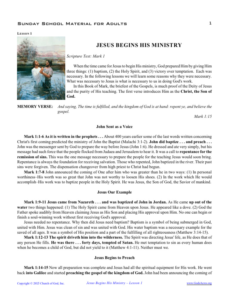 01 Jesus Begins His Ministry | PDF | Jesus | John The Baptist