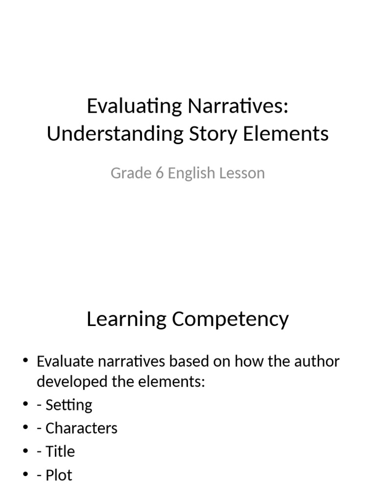Evaluating Narrative Elements for Grade 6 | PDF