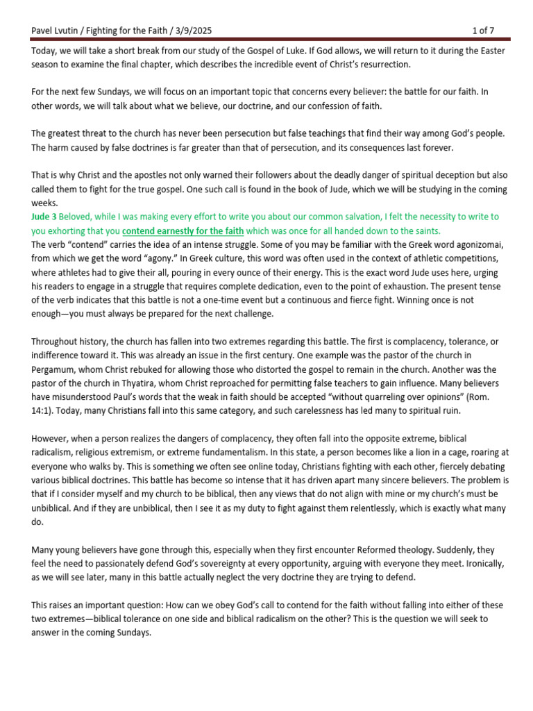 Fighting for the Faith | PDF | Jesus | Faith