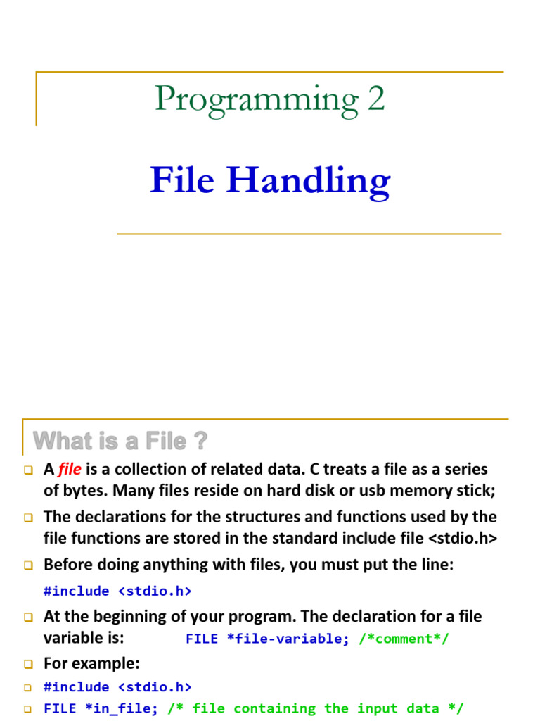 File Handling in C Programming | PDF | Computer File | Pointer ...
