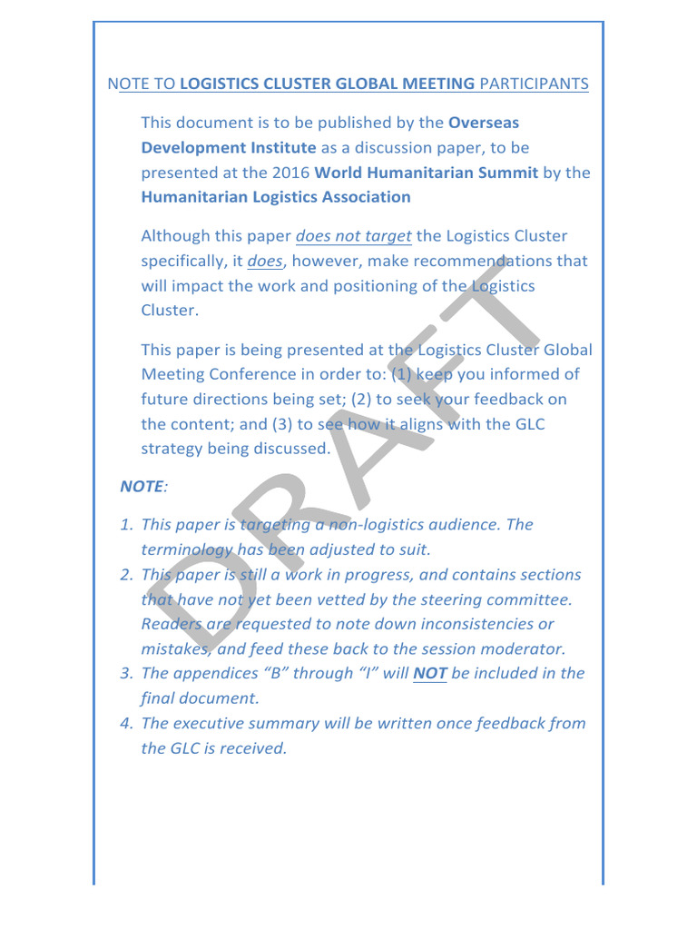 Whs Logistics Paper v0.3f (1) | PDF | Emergency Management | Supply Chain