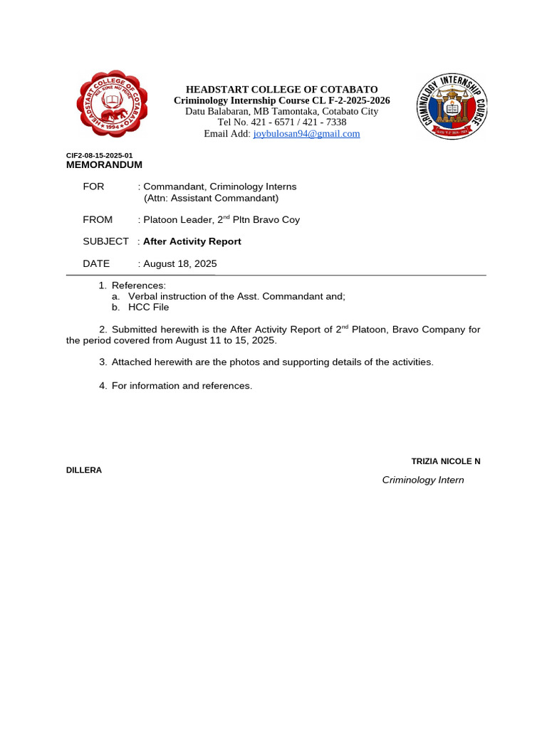 Criminology Internship After Activity Report | PDF