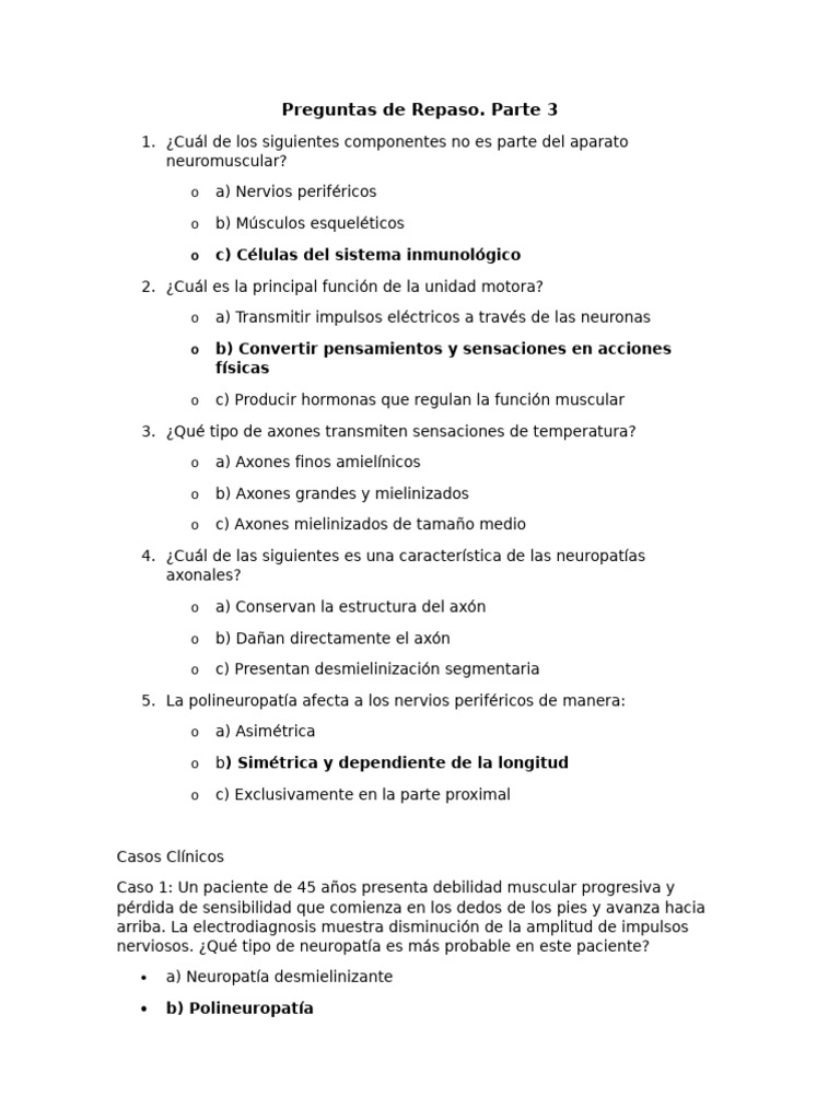 Preguntas de Repaso. Parte 3 | PDF | Mielina | Axon
