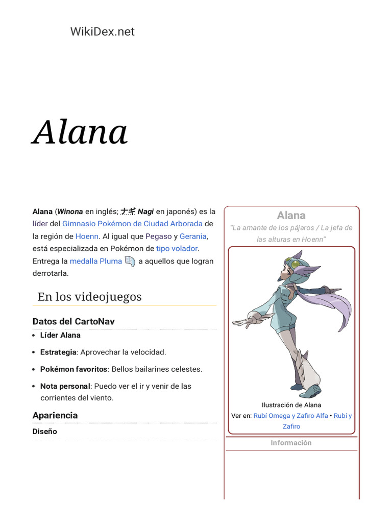 Alana - WikiDex, la enciclopedia Pokémon | PDF | Pokémon