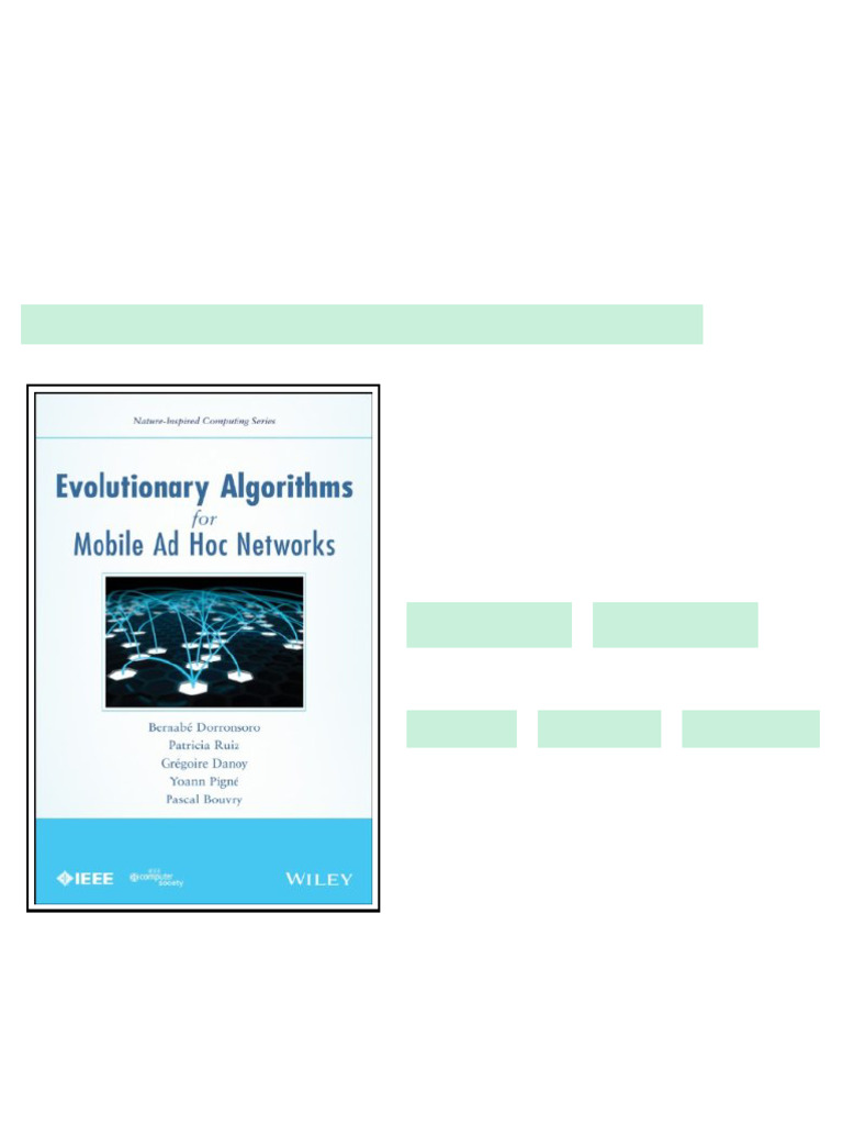 Evolutionary Algorithms For Mobile Ad Hoc Networks 1st Edition Bernabé ...