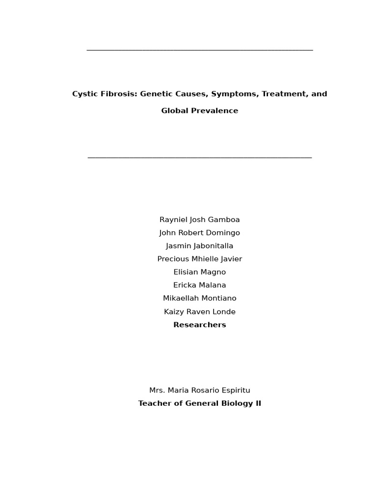 Research Cystic Fibrosis 2 | PDF | Human Diseases And Disorders ...