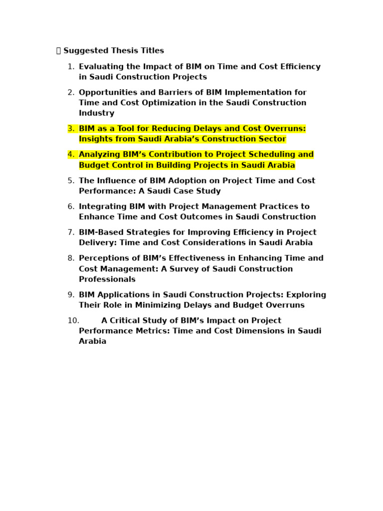 ? Suggested Thesis Titles | PDF