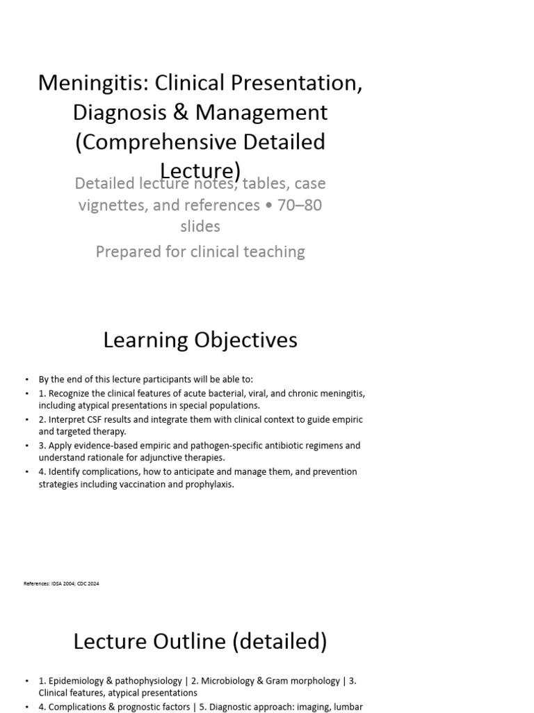 Meningitis: Diagnosis and Management Guide | PDF | Meningitis | Medical ...