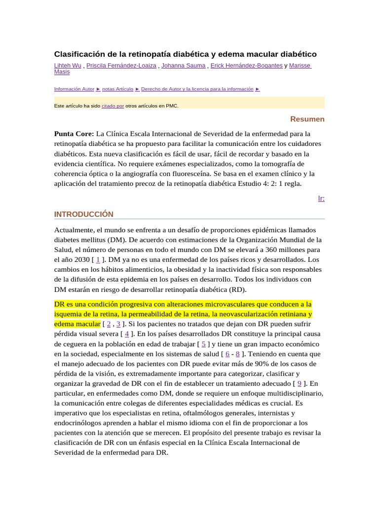 2.-Clasificación de la retinopatía diabética y edema macular diabético ...