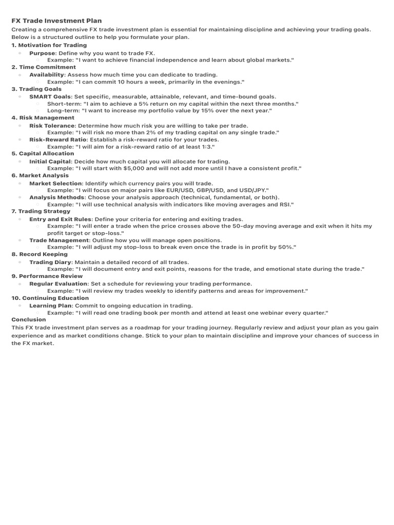 FX Trade Investment Plan Guide | PDF | Economies | Business